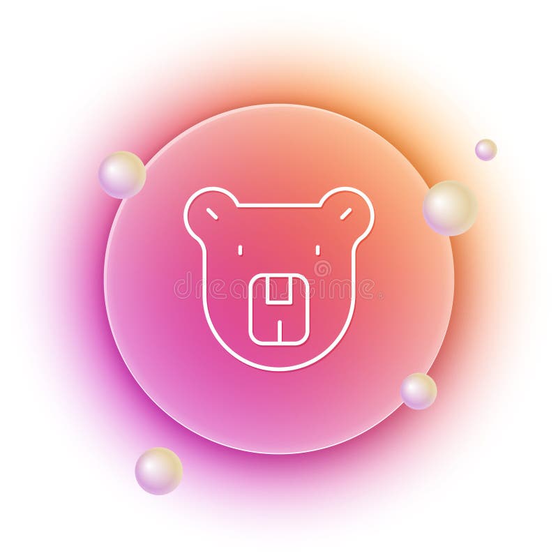 White Bear Head Icon Isolated on White Background. Orange and Pink Gradient Circle Background ...