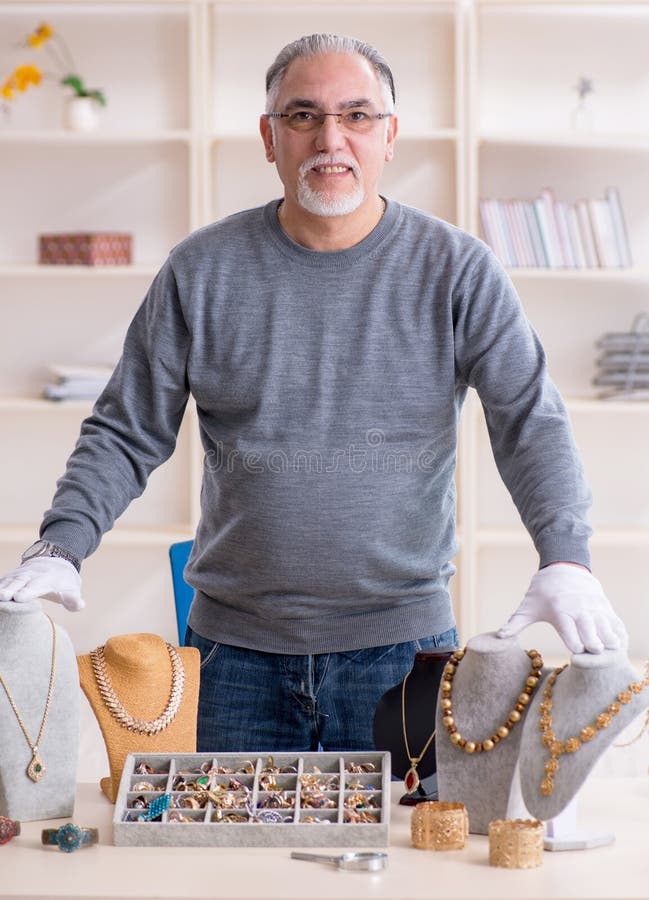 White Bearded Old Jeweler at Workshop Stock Photo - Image of examining ...