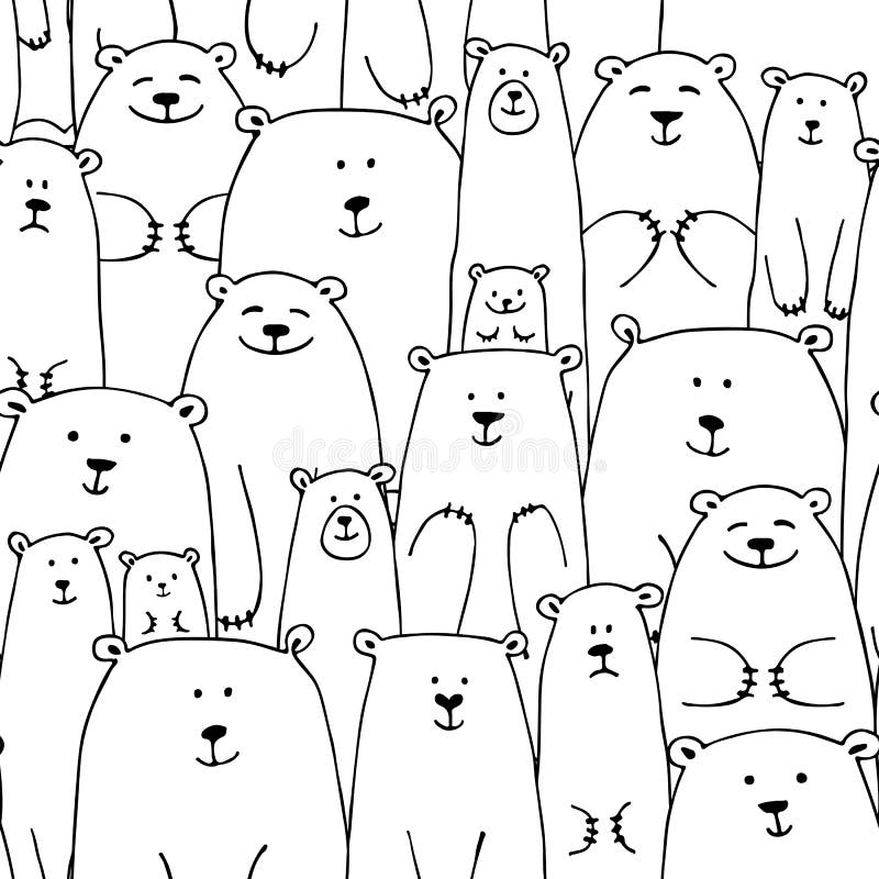 White Bears Family, Seamless Pattern for Your Design Stock Vector ...