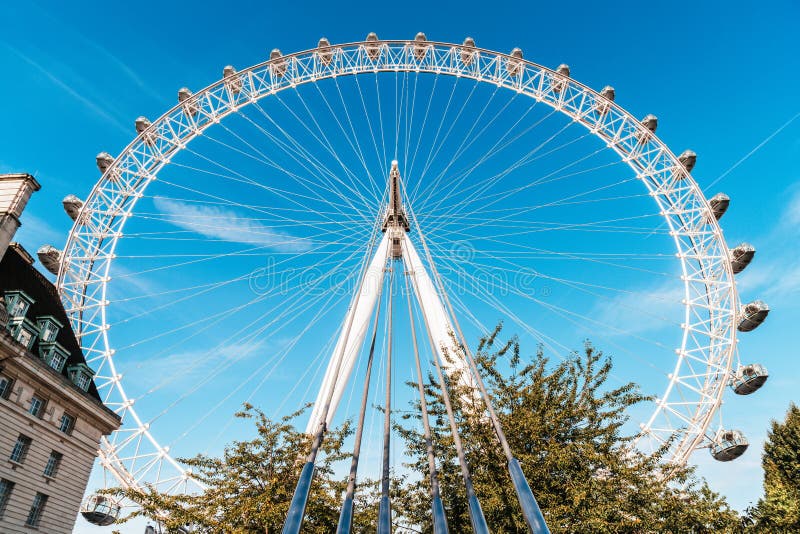 White Beautiful Large Ferris Wheel with Blue Sky Editorial Photography ...