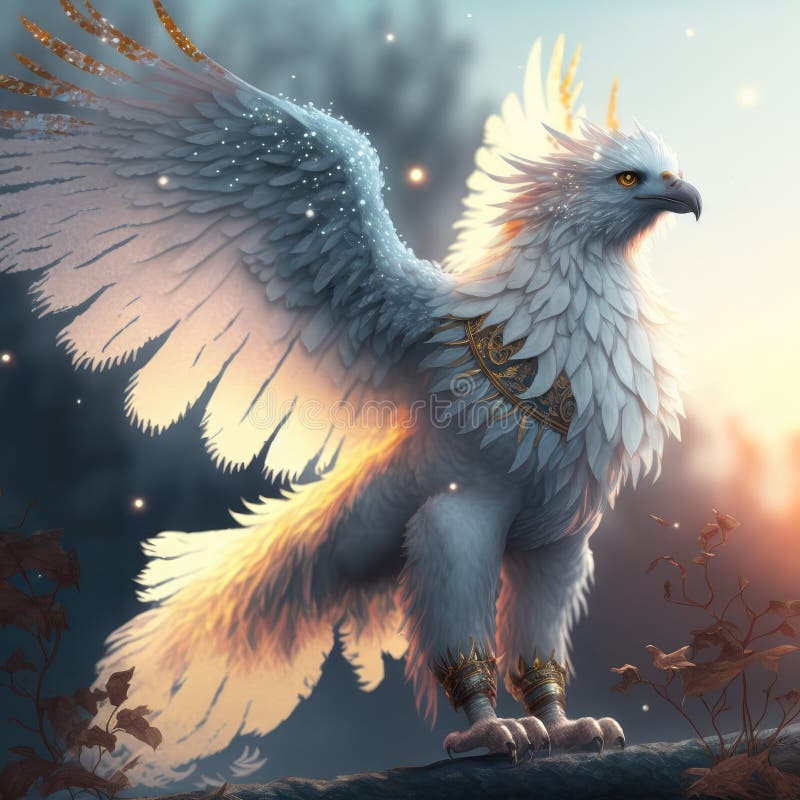 White Beautiful Royal Phoenix. Stock Illustration - Illustration of ...