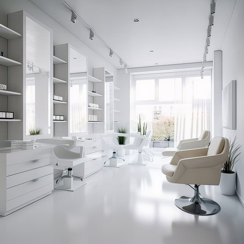White Beauty Salon with Panoramic Windows Stock Illustration ...