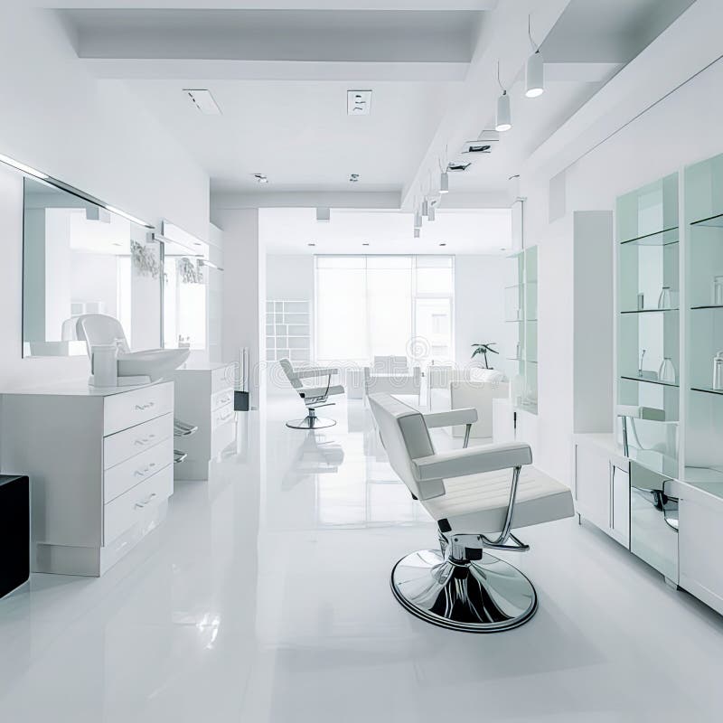 White Beauty Salon with Panoramic Windows Stock Illustration ...