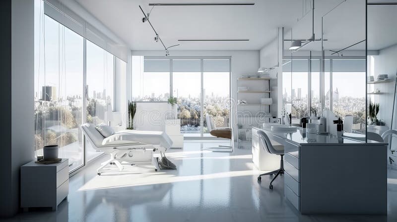 White Beauty Salon with Panoramic Windows Stock Illustration ...