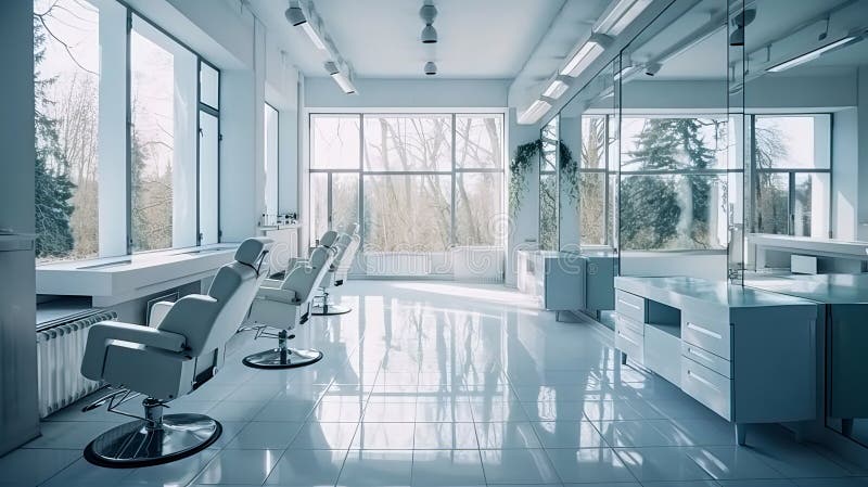 White Beauty Salon with Panoramic Windows Stock Illustration ...