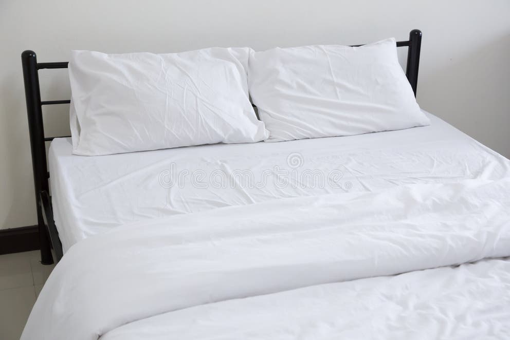 White bed stock image. Image of sheets, soft, modern - 60374639