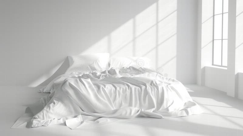 White Bed Linen with Fresh Cotton Texture, Creating a Clean and Cozy ...