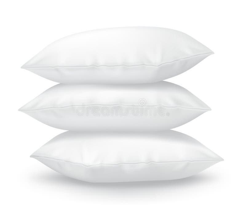 White Bed Pillows Stack Realistic Vector Illustration Stock Vector ...