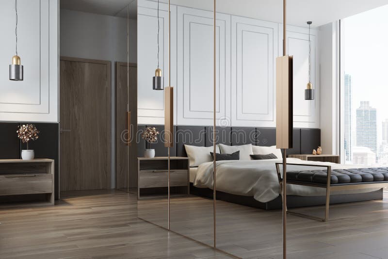 White Bedroom Interior Reflection Stock Illustration - Illustration of ...