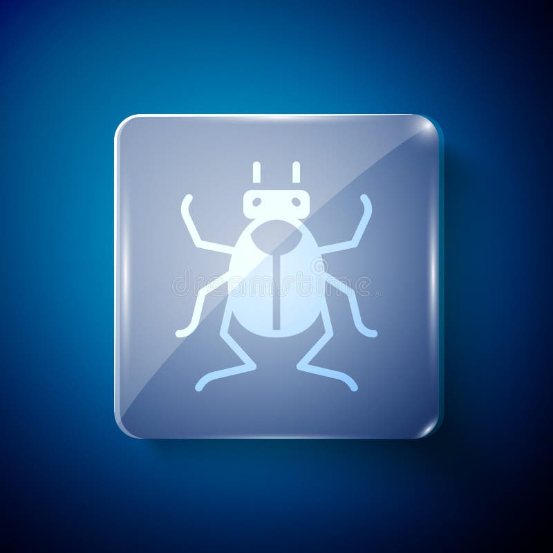 White Beetle Bug Icon Isolated on Blue Background. Square Glass Panels ...