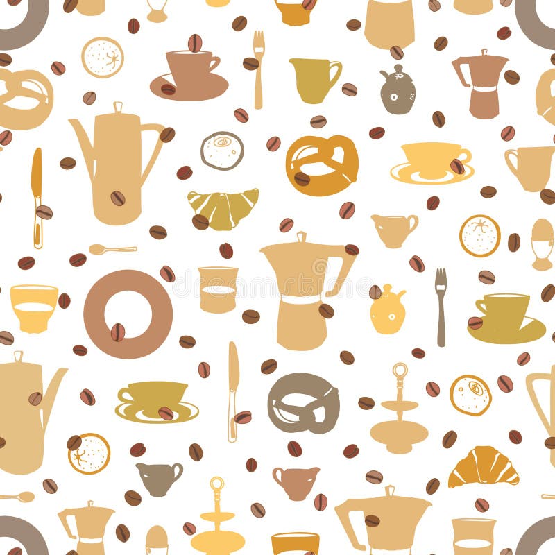 White Pattern with Breakfast Table. Stock Illustration - Illustration ...