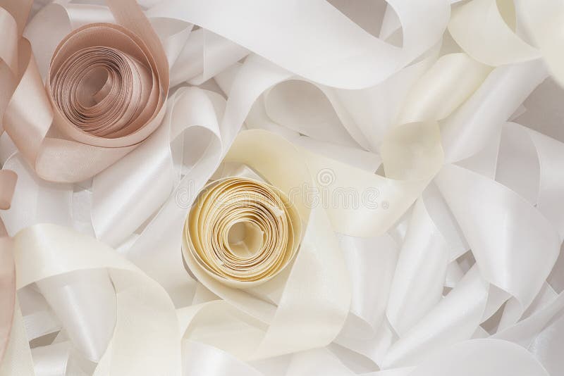 White and beige ribbon stock image. Image of ribbon, silk - 48757255