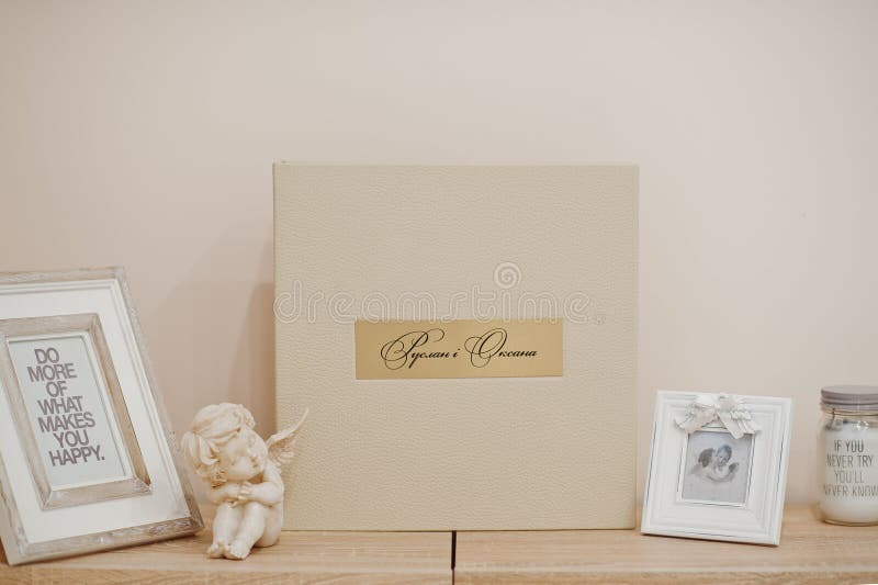 White and Beige Wedding Book or Album. Stock Image - Image of pages ...