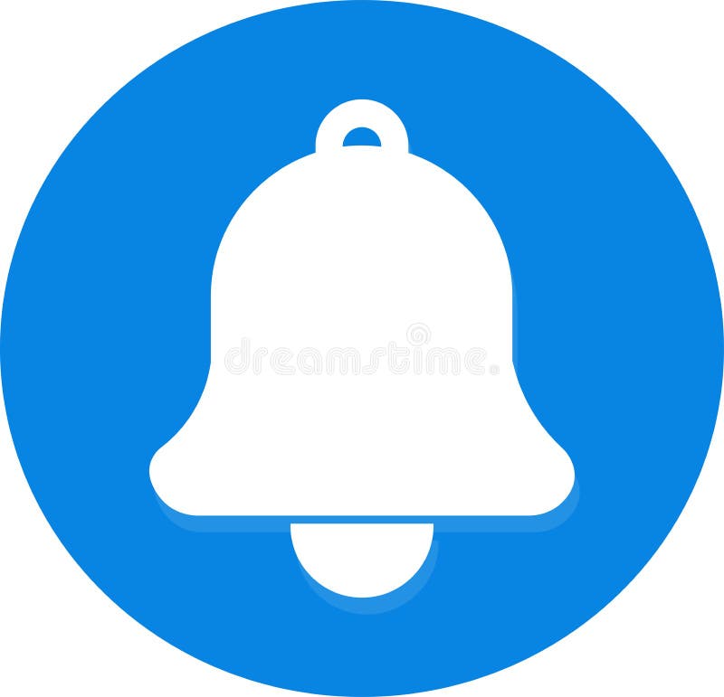 White Bell Icon on Blue Background. Concept of Alert Ringing, Reminders ...