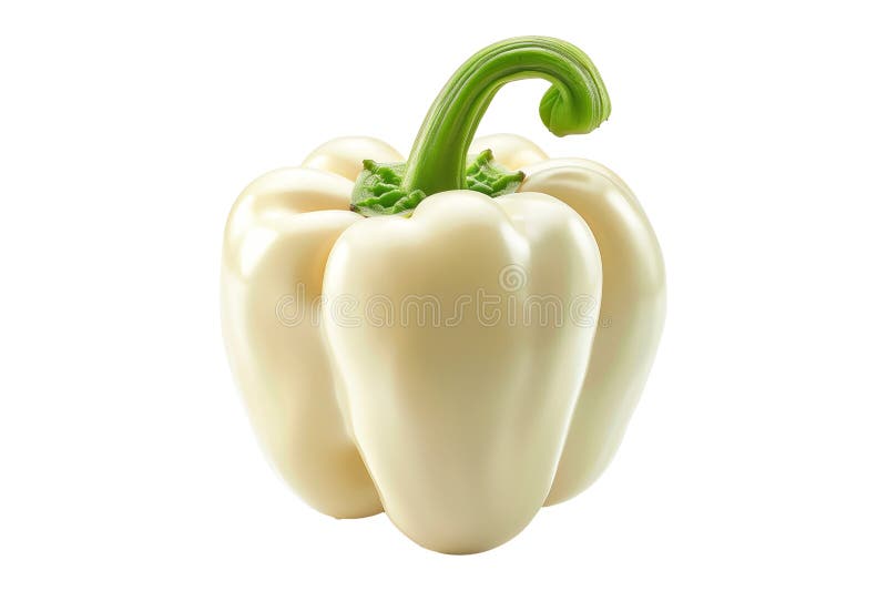 White Bell Pepper with Green Stem Isolated on a White Transparent ...