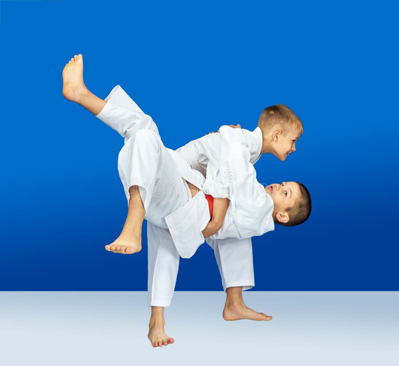 With White Belt Sportsman is Doing Throw Stock Photo - Image of nage ...