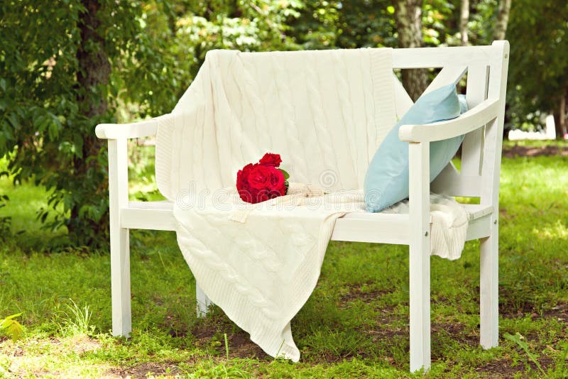 White bench stock photo. Image of lawn, outdoors, calm - 43622784