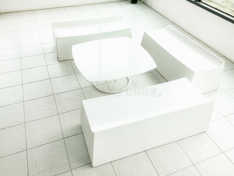 A white bench and stool stock photo. Image of isolated - 181243418