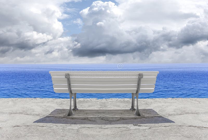White Bench on the Waterfront. Stock Photo - Image of europe, water ...
