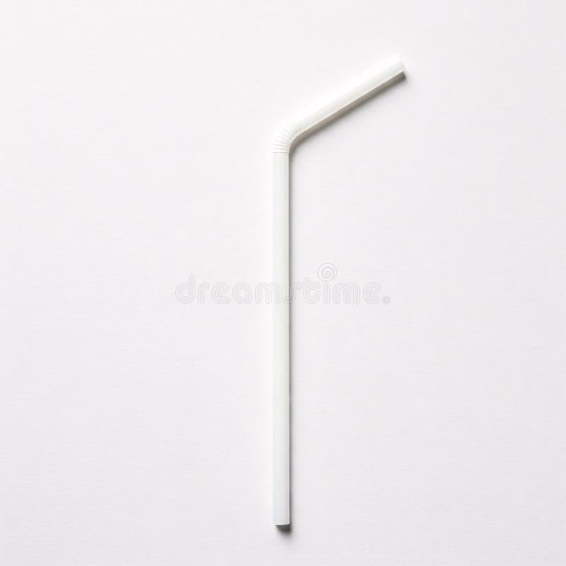 White Bendy Drinking Straw at an Angle, Isolated on a White Background ...