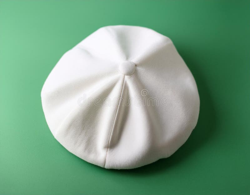 White Beret, Light Green Background, AI Generated Stock Illustration ...