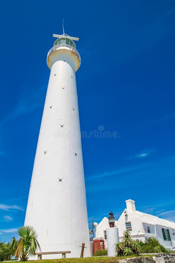 White Bermuda Lighthouse stock photo. Image of coast - 122243594