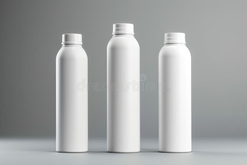 White Beverage Bottles Mockup on Neutral Background. Stock Image ...