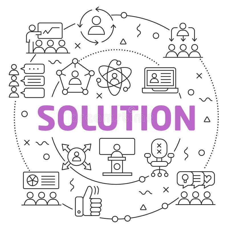 Solution Linear Illustration Slide for the Presentation Stock Vector ...