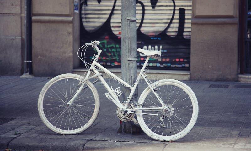 White bicycle stock photo. Image of exterior, gear, sport - 29365096