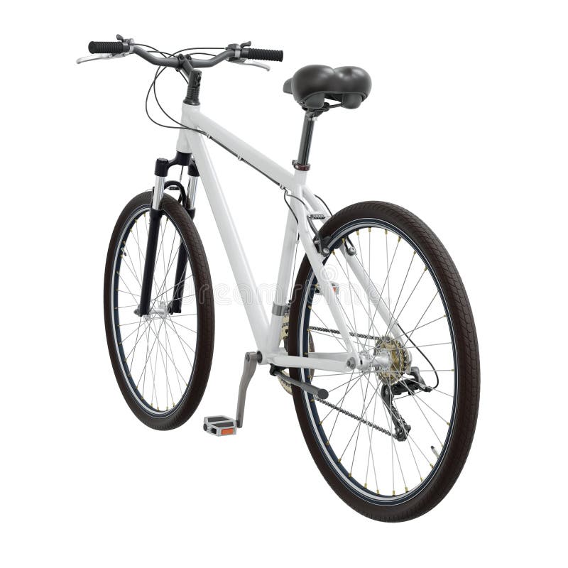 White Bicycle, Back Side View with Shadow, 3D Illustration Stock ...