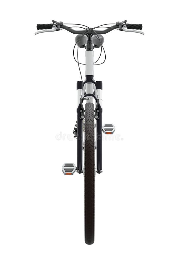 White Bicycle, Front View Isolated on White Background, 3D Illustration ...