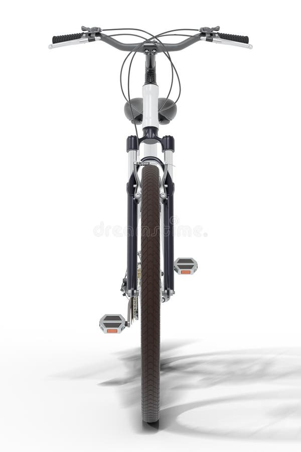 White Bicycle, Front View with Shadow, 3D Illustration Stock ...