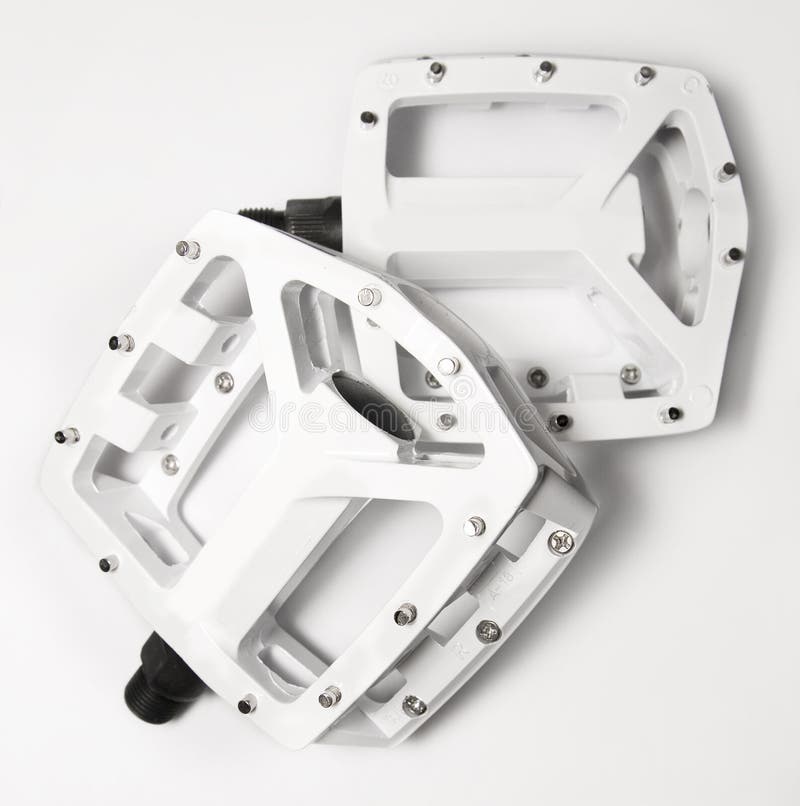 White Bicycle Platform Pedals Stock Image - Image of loose, pain: 4164587