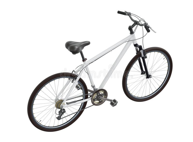 White Bicycle, Side View with Shadow, 3D Illustration Stock ...