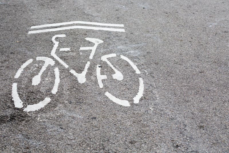 White bicycle sign path stock photo. Image of traffic - 61833932