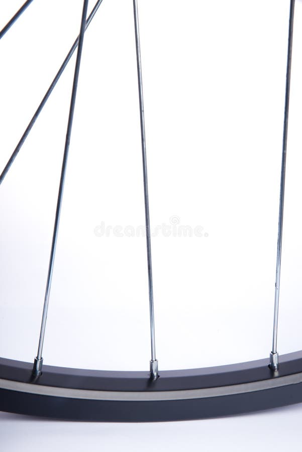 White Bicycle Wheel, Rim, Tyre and Spokes on Black Background Stock ...