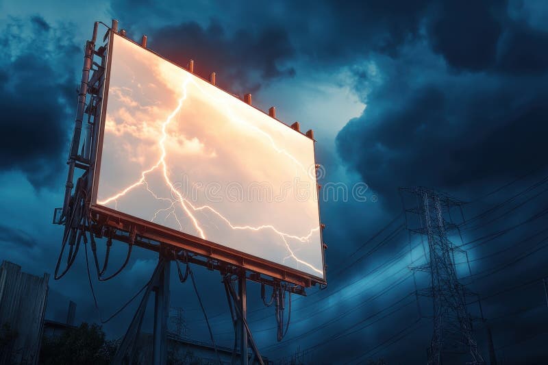 A White Billboard is Lit Up by a Bolt of Lightning with Generative AI ...