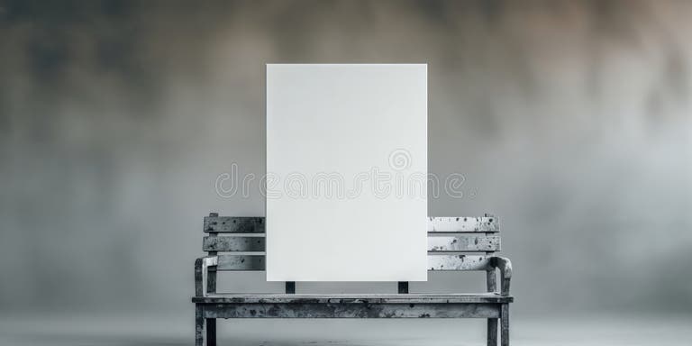 A White Billboard Sits in Front of a Bench Stock Image - Image of ...