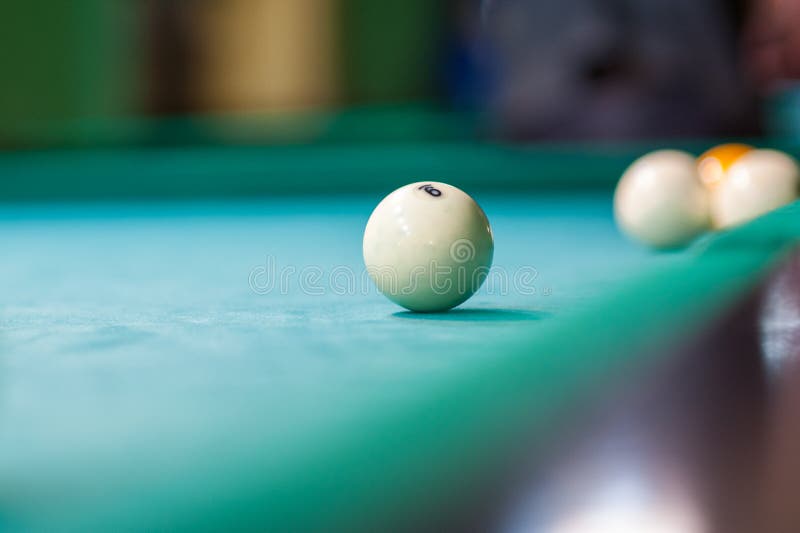White Cue Ball On Pool Table Stock Photo - Image of detail, table: 17882710