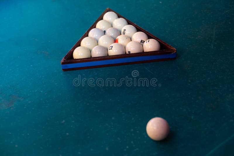 White Billiard Balls for Billiards, a Triangle on the Table. White ...