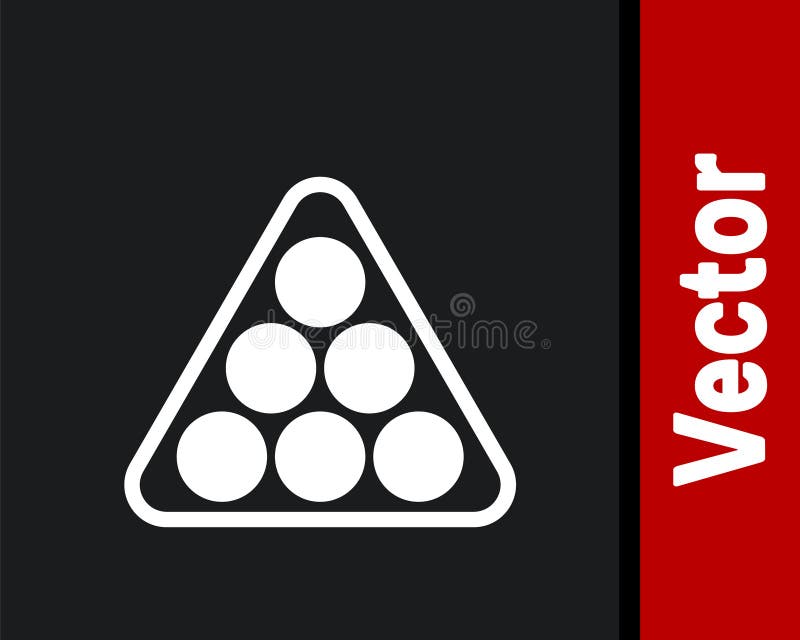 White Billiard Balls in a Rack Triangle Icon Isolated on Black ...