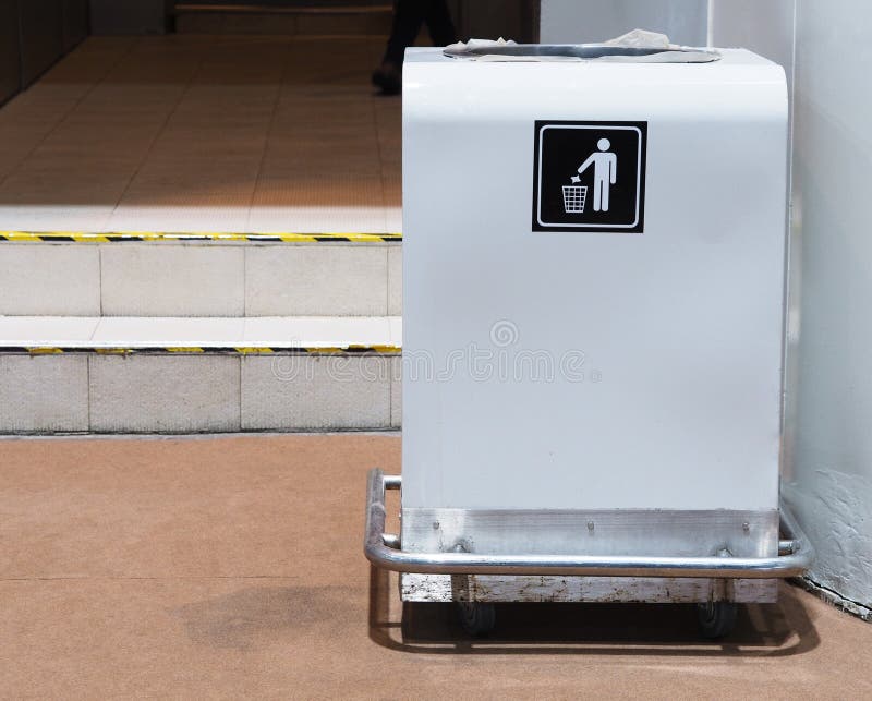 White bin with sign stock photo. Image of trashcan, ecology - 80109512