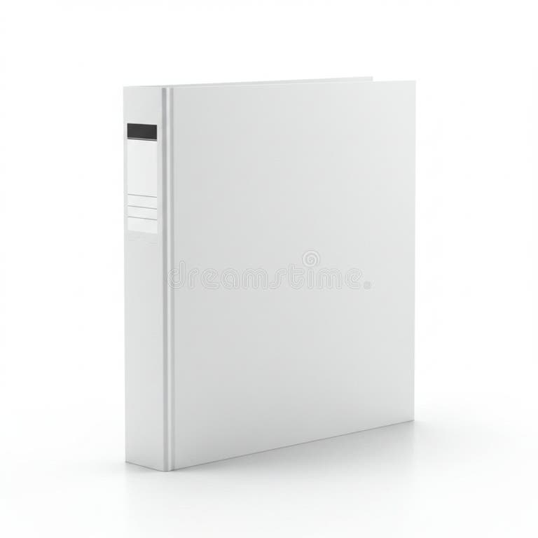 White Binder with a Rectangular Shape Standing Upright on a Reflective ...