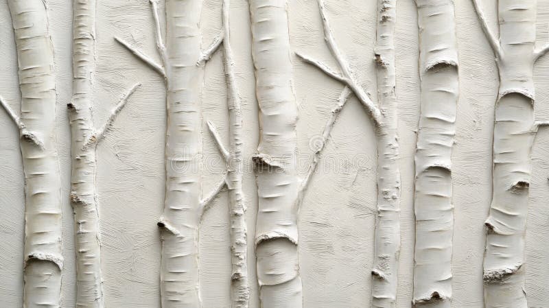 White Birch Tree Bark Wall Art Relief Sculpture Stock Illustration ...