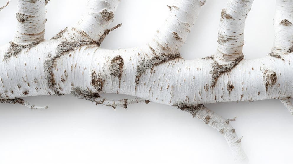 White Birch Tree Branches Isolated on White Background Stock ...
