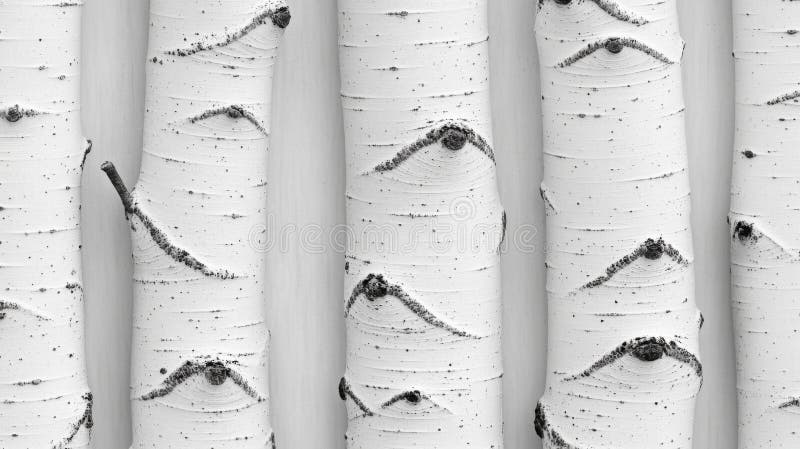 White Birch Tree Trunks Detailed Close Up Stock Illustration ...