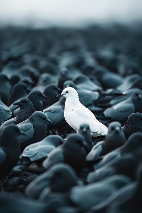 White Bird between Black and Grey, Standing Out from the Crowd ...