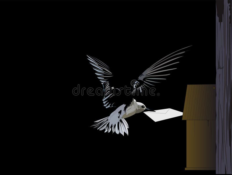 Bird delivering mail stock illustration. Illustration of communication ...