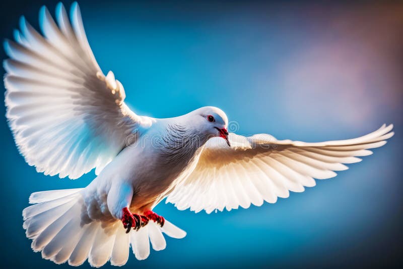 White Bird Flying through the Air with it S Wings Spread Wide and ...