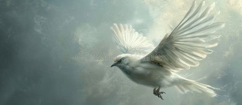White Bird Flying through Cloudy Sky Stock Image - Image of avian ...